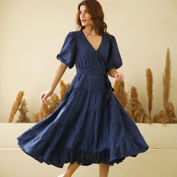 Vineyard Vines | Dresses | Elegant Navy Blue Midi Dress By Vieyad Vines ...